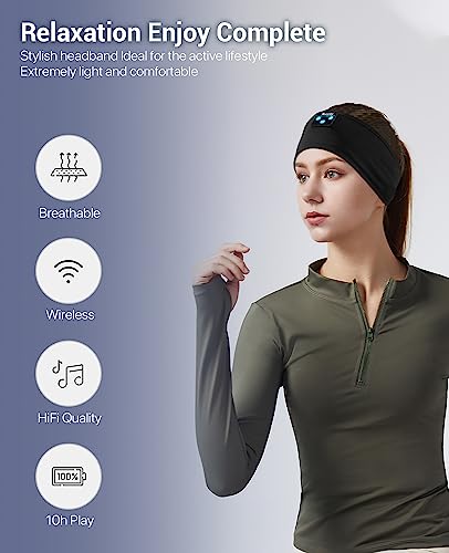 Navly Sleep Headphones, 10Hrs Sports Headband with Soft Cozy Earbuds Comfortable, Headphones Headband with Ultra-Thin HD Stereo Speakers Perfect for Workout,Running,Yoga,Travel