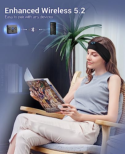 Navly Sleep Headphones, 10Hrs Sports Headband with Soft Cozy Earbuds Comfortable, Headphones Headband with Ultra-Thin HD Stereo Speakers Perfect for Workout,Running,Yoga,Travel