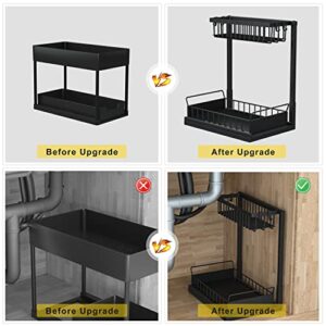 JUJEKWK Bathroom Organizer Under SInk 2 Pack, 2 Tier Under Sink Organizers and Storage, Drawer Organizer, L Shaped Cabinet organizer (Steel)