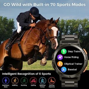 KOSPET Smart Watch AMOLED Display 2 Bands(Metal+Rubber) 60 Days Ultra-Long Battery Life (Call Receive/Dial) 70 Sports Modes 5ATM/IP69K Waterproof Smartwatches for Android iPhone