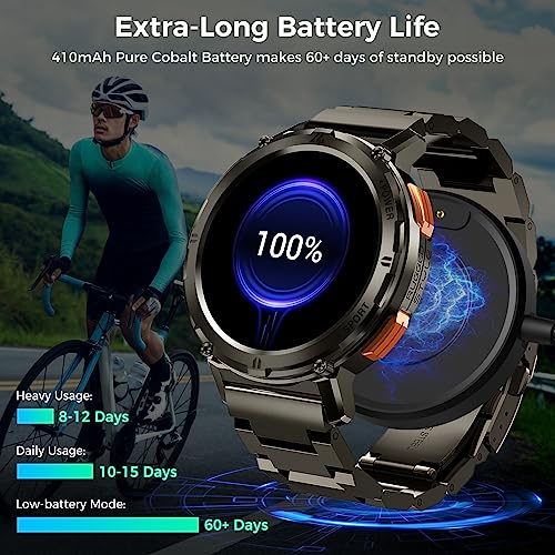 KOSPET Smart Watch AMOLED Display 2 Bands(Metal+Rubber) 60 Days Ultra-Long Battery Life (Call Receive/Dial) 70 Sports Modes 5ATM/IP69K Waterproof Smartwatches for Android iPhone