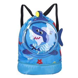 ituble dry wet separated swim bags for swimmers shark pool gear drawstring gym bag beach backpack for women men boys girls teener camping hiking shopping swimming dance travel with shoe compartments