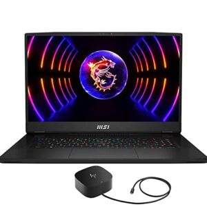 MSI Titan GT77HX Gaming Laptop (Intel i9-13980HX 24-Core, 64GB DDR5 3600MHz RAM, 2x8TB PCIe SSD (16TB), GeForce RTX 4080, 17.3" 144Hz 4K Ultra HD (3840x2160), WiFi, Bluetooth, Backlit KB, Win 11 Pro)