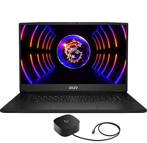 MSI Titan GT77HX Gaming Laptop (Intel i9-13980HX 24-Core, 64GB DDR5 3600MHz RAM, 2x8TB PCIe SSD (16TB), GeForce RTX 4080, 17.3" 144Hz 4K Ultra HD (3840x2160), WiFi, Bluetooth, Backlit KB, Win 11 Pro)