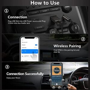 Gotison Aux to Bluetooth 5.1 Adapter 3.5mm Bluetooth Receiver, for car USB to 3.5mm Auxiliary Jack kit Audio Receiver, Built-in Microphone, for car Speakers and Home Audio, Support Voice Call