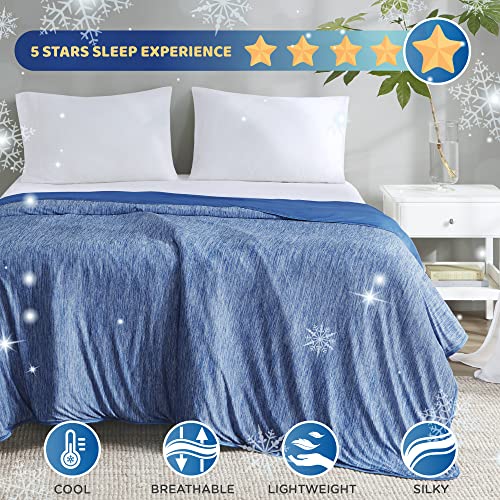 Codi Cooling Blanket for Hot Sleepers Throw XL Size, Cool Summer Lightweight Bed Blankets with Double Sided Cold Effect Blue 50x70