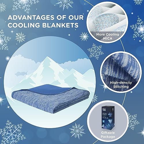 Codi Cooling Blanket for Hot Sleepers Throw XL Size, Cool Summer Lightweight Bed Blankets with Double Sided Cold Effect Blue 50x70