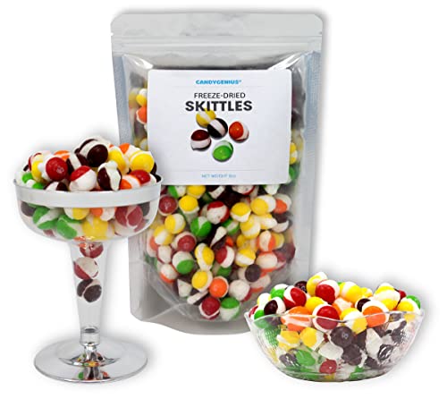 Freeze Dried Candy - 8oz XL pack of CANDYGENIUS cool freeze dry candies puff frozen dehydrated skittles bulk giant snack fruit crunch extra large