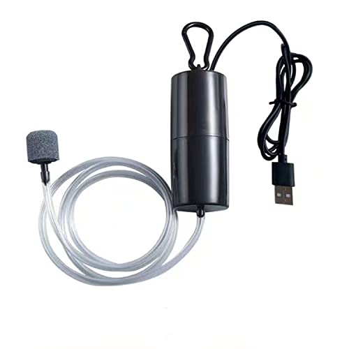 Mini DC Aquarium Air Pump USB Powered Fish Tank and Fishing Air Pump (Black)