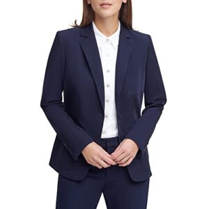 tommy hilfiger women's work one button blazer jackets, midnight, 14