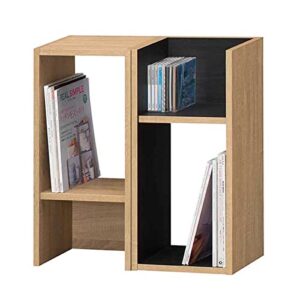 Otlsh Open Bookcase, Organizing Shelf, Desktop Bookshelf, Natural+Black