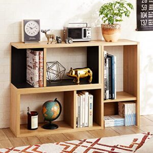 Otlsh Open Bookcase, Organizing Shelf, Desktop Bookshelf, Natural+Black