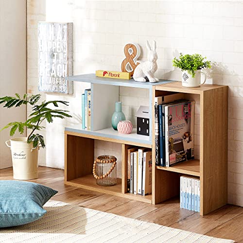 Otlsh Open Bookcase, Organizing Shelf, Desktop Bookshelf, Natural+Black