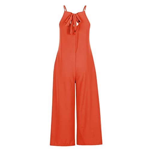 Ceboyel Women Oversized Wide Leg Jumpsuit Spaghetti Strap Sleeveless Rompers Casual Baggy Long Pants Bib Overall With Pockets