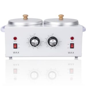 double wax warmer double wax pot professional for hair removal, electric wax heater machine dual wax pot warmer professional with adjustable temperature for facial,skin,body,spa, and salon