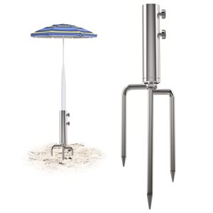 weallbuy beach umbrella sand anchor with 3 nails, heavy duty metal sun umbrella holder, outdoor umbrella stand steel anchor for beach grass sand