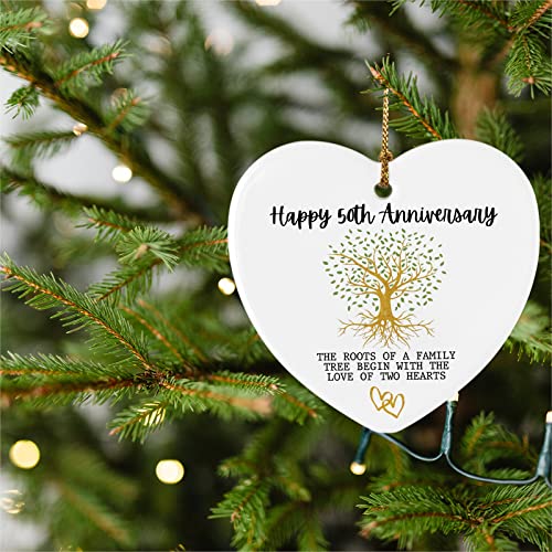 50th Anniversary Marriage Gifts for Couple Happy 50th Anniversary Ornament Keepsake Sign Heart Plaque Anniversary Romantic Couple Wedding Engagement Gifts for Her Him Wife Husband