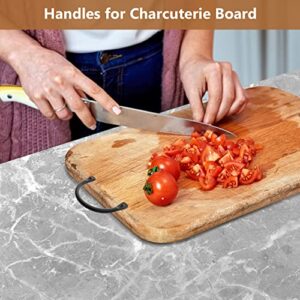 Serving Tray Handles Hardware, Side Fixing Handle for Trays Cutting Board and Charcuterie Board，Metal Rustic Curved Handle Pulls for Wood Box Drawer Pack of 6