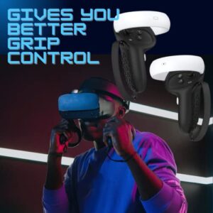 AMZDM Controller Grip for Oculus Meta Quest 2 Accessories Grips Cover for VR Touch Controllers Covers Protector with Non-Slip Joystick Covers 1Pair Black