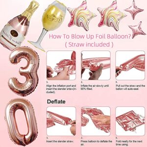 30th Birthday Decorations for Women - Rose Gold 30 Birthday Party Decoration for Her, Happy Birthday Banner, Balloon Arch ,Cake Topper, Foil Balloons and Sash for Girls Thirty Birthday Party Supplies