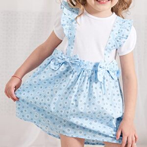 Sosomi Toddler Summer Dress Cotton One-Piece Blue Toddler Dress 3T Toddler Girl Dress Cute Floral Print Blue Dress for Toddle Girls Ruffle Girls' Dresses Little Girl Dress Cute Girls Dresses