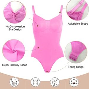 SHAPERX Bodysuit for Women Tummy Control Shapewear Seamless Sculpting Thong Body Shaper Tank Top,SZ5215-Pink-S/M