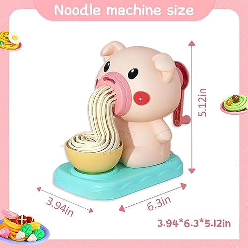 Dough Toys for Kids,GUFUL 43 Pcs Color Dough Piggy Noodle Machine and Ice Cream Maker Kitchen Creations Playset with 24 Cans Dough Birthday for 2-8 Year Old Girls Boys Kids Toddlers