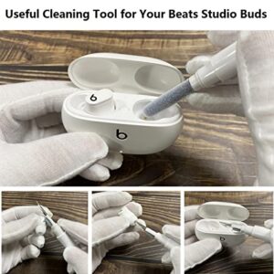 Olytop for Beats Studio Buds/Buds + Case with Cleaner kit 2021/2023, Soft Silicone Case New Beat Studio Buds Plus Cover Protective Skin with Keychain, Cleaning Pen for Beat Studio Earbuds, Milk Tea