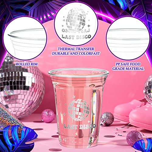 Geyee 48 Pack Disco Disposable Party Cups, 16oz Disco Party Supplies Disco Ball Disposable Plastic Cup 70s 80s 90s Disco Party Hot and Cold Drinks for Cups Bachelorette Wedding Party Picnic Supplies