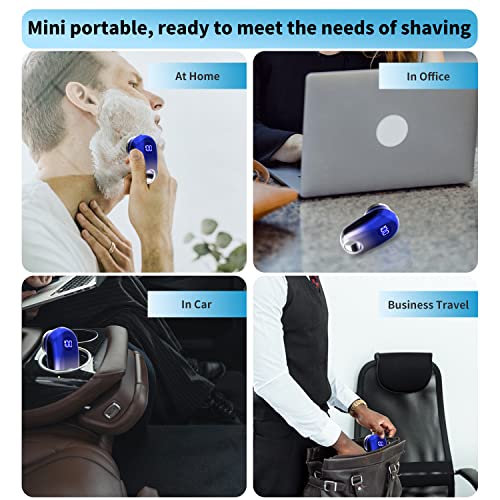 Electric Razor for Men, IEVEI 2023 Upgrade Mini Portable Electric Shaver Wet and Dry Mens Razor USB Rechargeable, Easy One-Button Use for Home, Car, Travel (Blue)