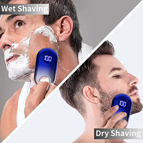 Electric Razor for Men, IEVEI 2023 Upgrade Mini Portable Electric Shaver Wet and Dry Mens Razor USB Rechargeable, Easy One-Button Use for Home, Car, Travel (Blue)