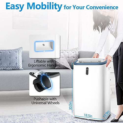 Rintuf 14000 BTU ASHRAE Portable Air Conditioner, Portable AC Cools to 700 Sq.ft Room, AC Unit for Cooling & Dehumidifier & Fan, With LED Display Remote Control, Window Kits, Universal Wheels