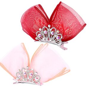 wllhyf diamond crown hair pin bow hair clips gradient metal side hair barrette princess headband mini birthday crown hair styling headdress accessories for girls kids