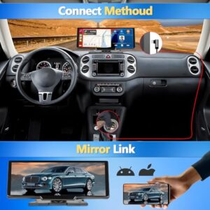 Portable Car Radio Apple Carplay Wireless Car Stereo Receiver 9.3 inch Apple car Play Display Screen GPS Navigation for Cars with Android Auto Bluetooth Google Assistant FM DVR Voice Control