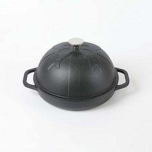 hawok cast iron bread cloche, dia.9.8inch/25cm, sourdough baking pan pre-seasoned black