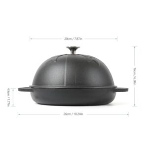 HAWOK Cast Iron Bread Cloche, Dia.9.8inch/25cm, Sourdough Baking Pan Pre-seasoned Black