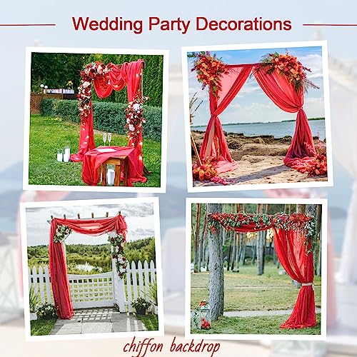 Red Backdrop Curtain for Parties, 10ft x 7ft Wrinkle-Free Sheer Chiffon Fabric Backdrop Drapes for Photography Wedding Birthday Baby Shower