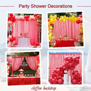 Red Backdrop Curtain for Parties, 10ft x 7ft Wrinkle-Free Sheer Chiffon Fabric Backdrop Drapes for Photography Wedding Birthday Baby Shower