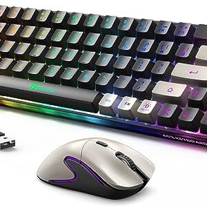 GEODMAER 65% Wireless Gaming Keyboard and Mouse Combo, Rechargeable Backlit Gaming Keyboard and Mouse, Ultra-Compact Mini Mechanical Feel Anti-ghosting Keyboard + 6D 3200DPI Mice for PC Laptop