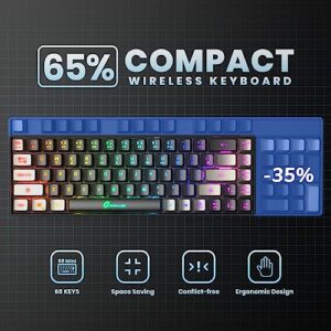 GEODMAER 65% Wireless Gaming Keyboard and Mouse Combo, Rechargeable Backlit Gaming Keyboard and Mouse, Ultra-Compact Mini Mechanical Feel Anti-ghosting Keyboard + 6D 3200DPI Mice for PC Laptop