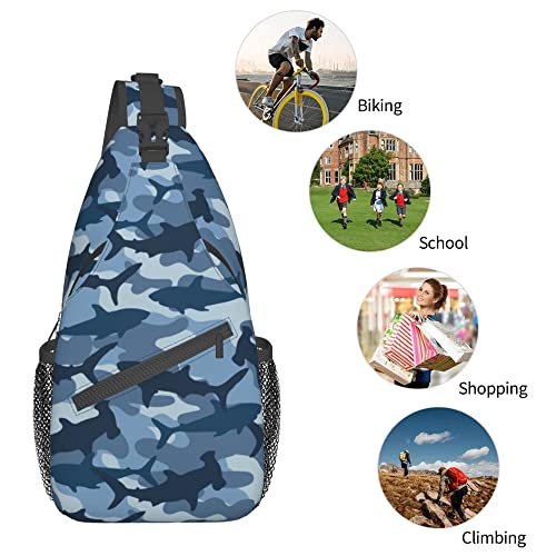 Sling Bag For Women Men, Crossbody Sling Backpack, Chest Bag for Hiking Travel Daypack, Multipurpose Lightweight Shoulder Bag, Shark One Size