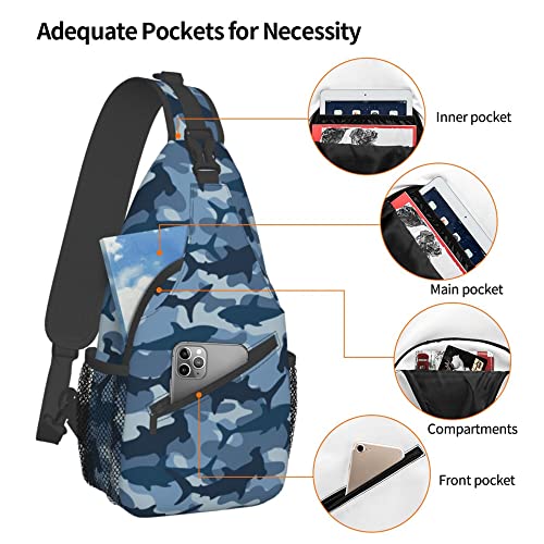 Sling Bag For Women Men, Crossbody Sling Backpack, Chest Bag for Hiking Travel Daypack, Multipurpose Lightweight Shoulder Bag, Shark One Size