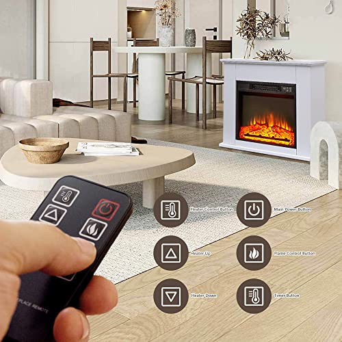 1400W Electric Fireplace Mantel Heater, Freestanding Space Stove with Remote Control & Realistic Flames,Electric Fireplace Insert,Fireplace Insert,Livingroom,Kitchen,Dining Rooms,Teel,25 Inch,White