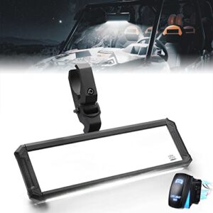 kemimoto utv mirror led light rear view mirror for 1.6" -2" roll bar compatible with polaris rzr ranger kawasaki mule pioneer talon can am x3 360° adjustable utv center mirror accessories