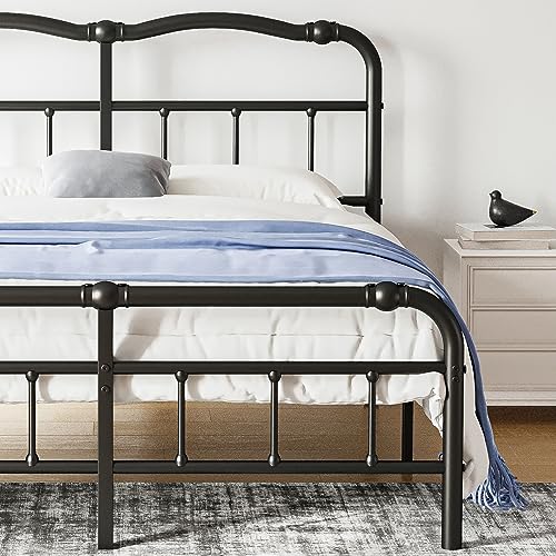 EZBeds Cal King Bed Frame with Headboard and Footboard, 14 Inch High, Heavy Duty Bed Frame No Box Spring Needed, Easy Assembly, Noise-Free, Under Bed Storage, Black