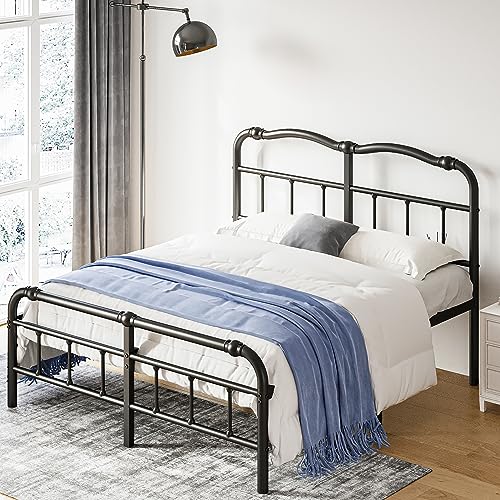 EZBeds Cal King Bed Frame with Headboard and Footboard, 14 Inch High, Heavy Duty Bed Frame No Box Spring Needed, Easy Assembly, Noise-Free, Under Bed Storage, Black