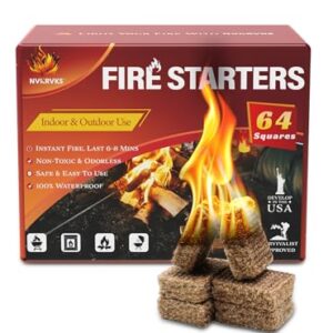 Nvkrvks Fire Starter, Easy-Burning Fire Starter Squares for Wood Stoves, Campfires, Grill Pit and Fireplace, Natural & Waterproof BBQ Fire Starters, 64 Mini Square