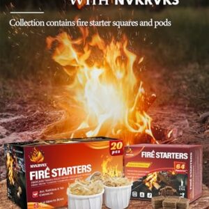 Nvkrvks Fire Starter, Easy-Burning Fire Starter Squares for Wood Stoves, Campfires, Grill Pit and Fireplace, Natural & Waterproof BBQ Fire Starters, 64 Mini Square