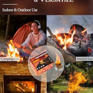 Nvkrvks Fire Starter, Easy-Burning Fire Starter Squares for Wood Stoves, Campfires, Grill Pit and Fireplace, Natural & Waterproof BBQ Fire Starters, 64 Mini Square