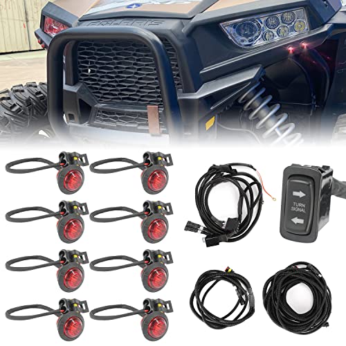 SUNPIE UTV Turn Signal Kit, UTV Street Legal Kit with Red LED&Rocker Switch & 2 Feet Extension Wire&Drill Compatible with Polaris,Pioneer,Talon,Can-Am,Kawasaki,Arctic Cat 2015-2024